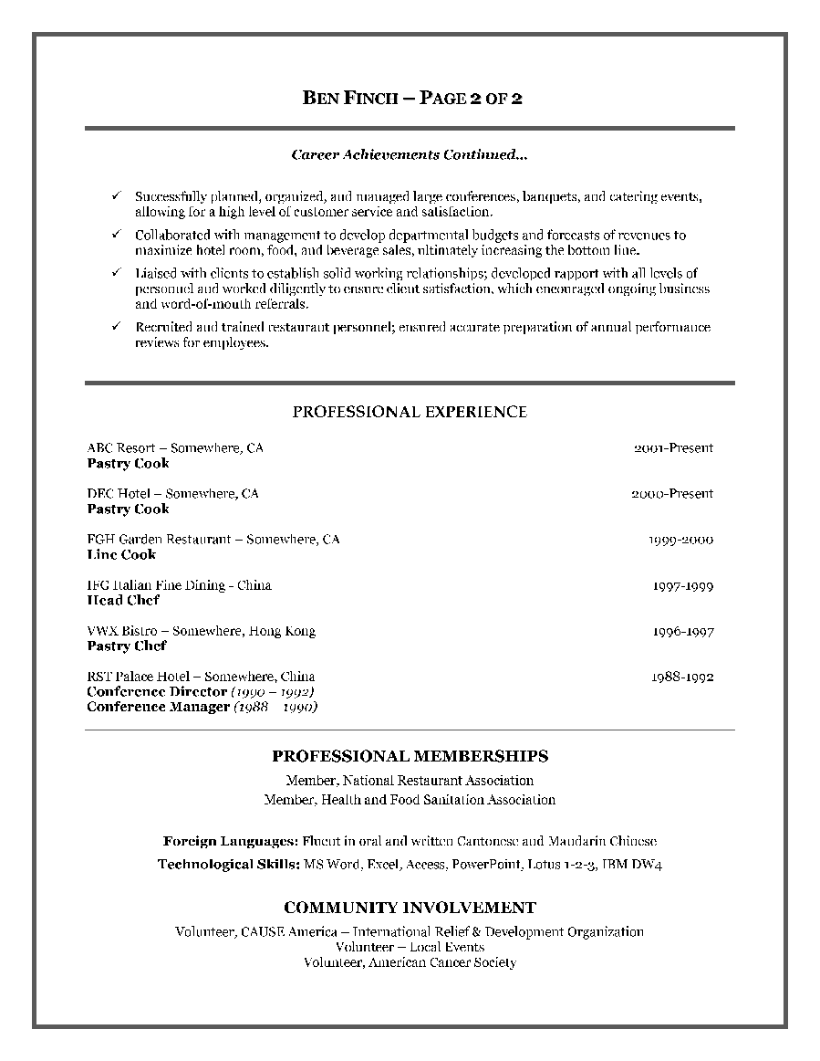 CONTOS DUNNE COMMUNICATIONS Cover Letter Entry Level Hospitality